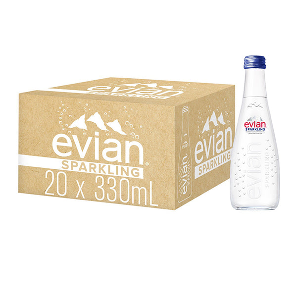 Evian Sparkling Carbonated Natural Mineral Water (330ML Glass Bottle x | Wines Wholesales